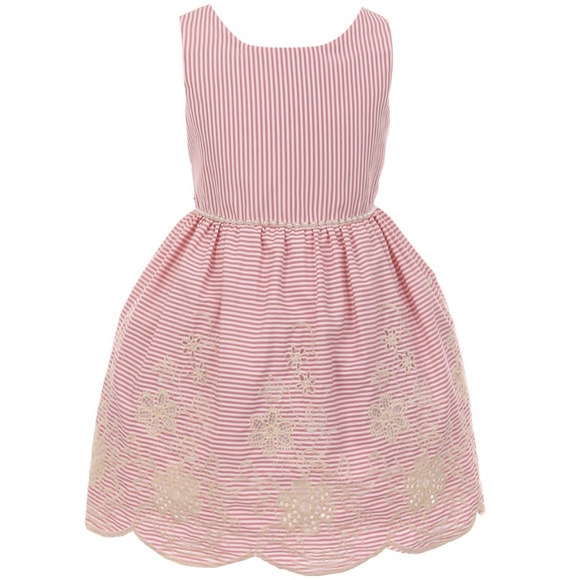 Bny Corner | Dresses | Big Girls Sleeveless Stripe Lace Pearl Belt ...